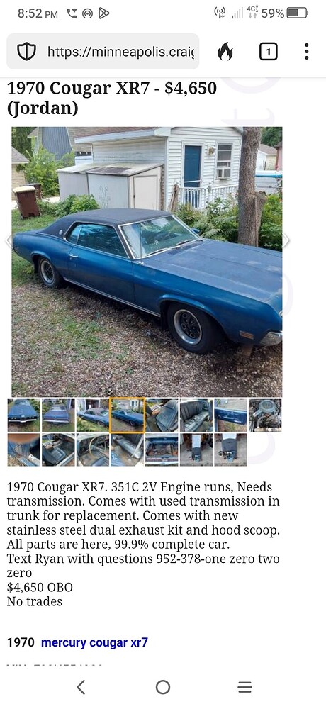 70 XR7 on Minneapolis Craigslist $4600 - Classic Cougars for Sale ...