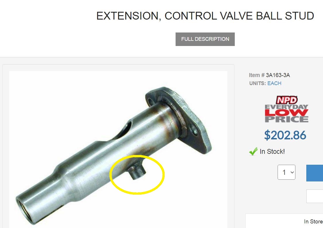 Power steering control valve ball stud housing - Classic Cougar ...